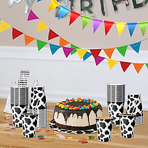 20pcs Cow Birthday Cups Disposable Paper Cups 9 oz,Cow Party Cups with Silver Bordermakes - Farm Animal Party Supplies Cups for Cold Hot Drinks - Birthday Graduatio