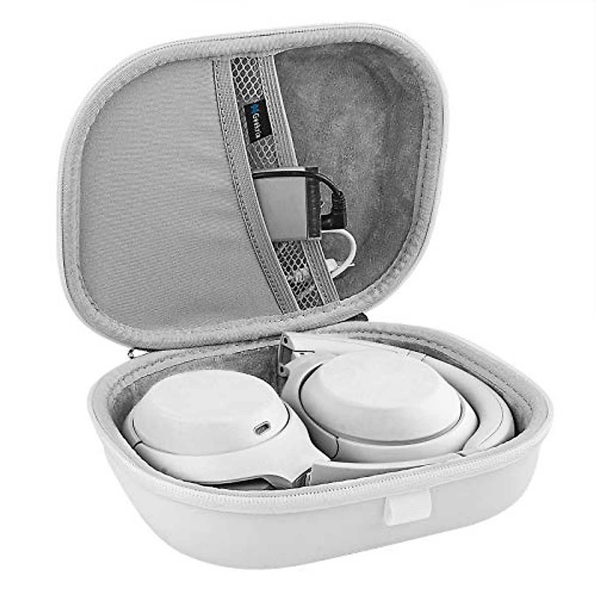 Geekria Shield Headphones Case Compatible with Sony WH1000XM4 White, WH1000XM3, WH-XB910N, MDR-1000X Case, Replacement Hard Shell Travel Carrying Bag with Accessories Storage (White)