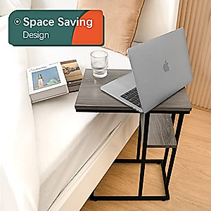 Yoobure C Shaped End Table Set of 2, Side Table for Couch and Bed, Small Side Table for Small Spaces, Living Room, Bedroom, Rustic Snack Table