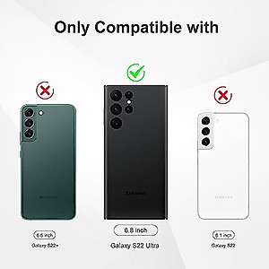 HikerClub Galaxy S22 Ultra 5G Case, Compatible with Mag Safe Wireless Charger, Translucent Frosted Matte Back Soft Silicone Frame Military Grade Shockproof Case Cover for Galaxy S22Ultra Matte Black