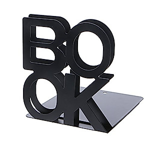 tegongse 2Pcs Book Ends, Alphabet Shaped Metal Bookends, Non-Skid Bookend Supports, Book Stopper for Books/Movies/CDs/Video Games