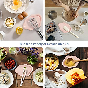 Pretty Jolly Ceramic Spoon Rest for Stove Top Kitchen Spoon Holder for Counter Coffee Spoon Rest Utensil Rest Pink Spatula Rest Cloud Shape Home Decorative 7.68 Inches