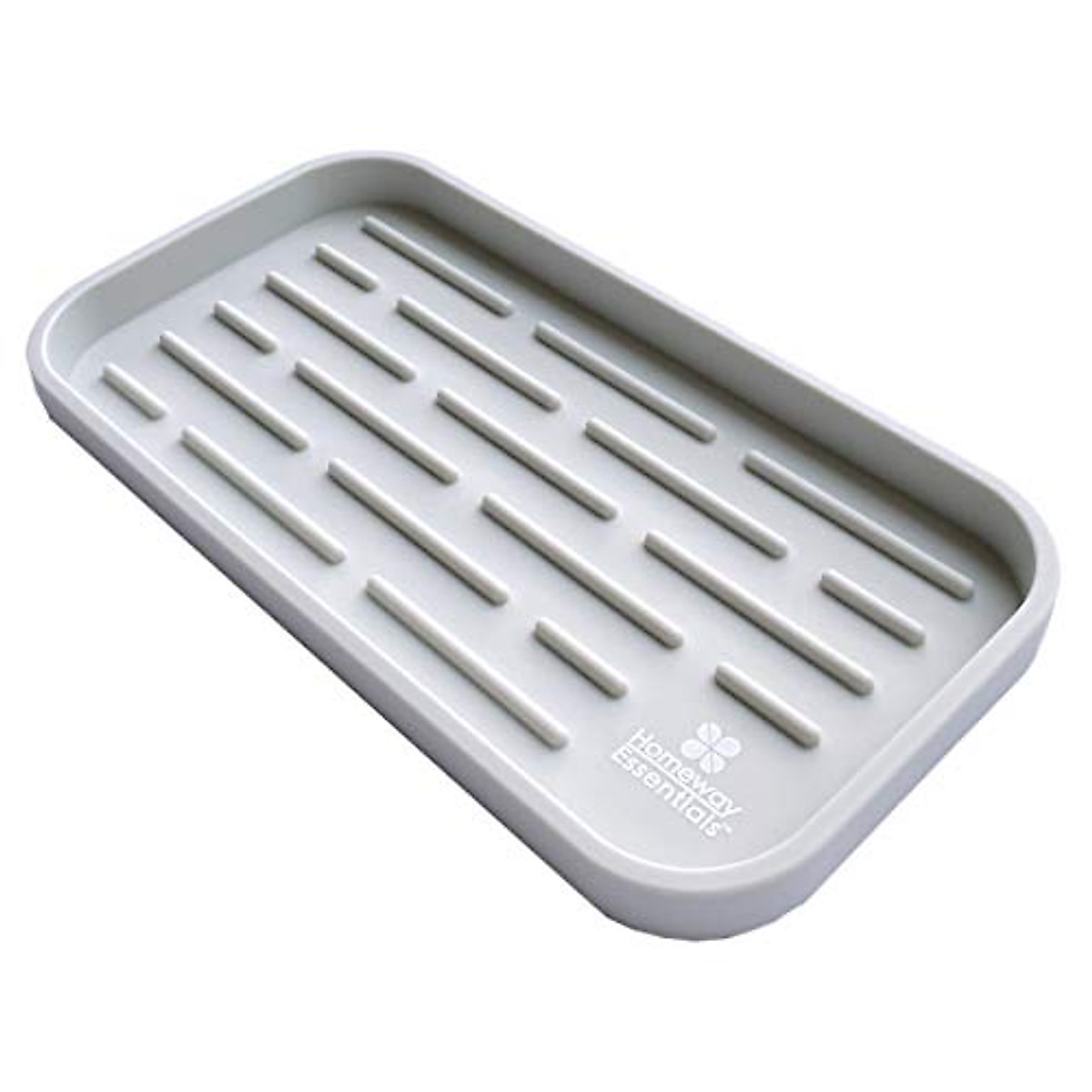 Sponge Holder Tray - Kitchen Sink Organizer - For Sponges, Soap Dispenser, Scrubber, Dishwashing Brush Holder - Multipurpose Use Tray (Light Grey)