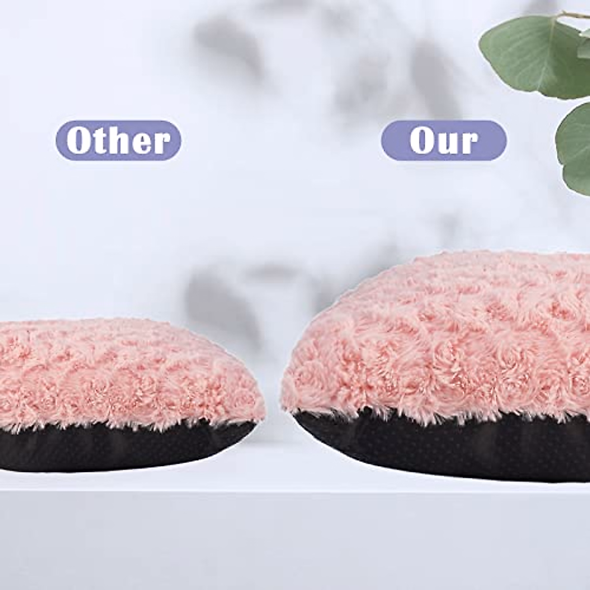 DOGKE Large Washable Dog Bed Deluxe Fluffy Plush Dog Crate Pad，Dog Beds Made for Large, Medium, Small Dogs and Cats, Anti-Slip Dog Crate Bed for Sleeping and Anti Anxiety, 32"x22",Pink