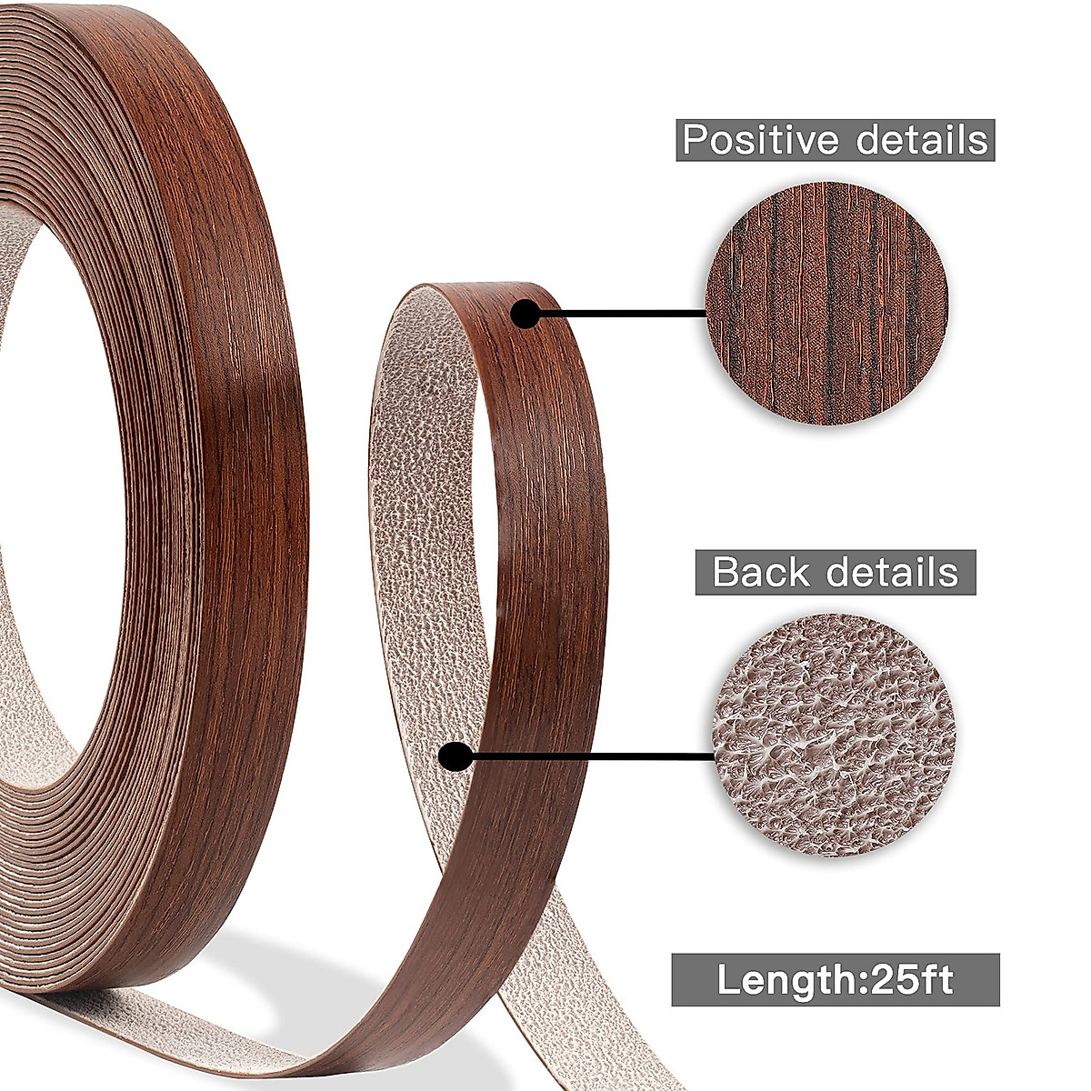 GSCIT Club Cherry Edge Banding, 3/4 inch x 25ft roll of Veneer Edge Banding - Pre-glued Flexible, Wood PVC Tape for Cabinet Repair & Furniture Restoration