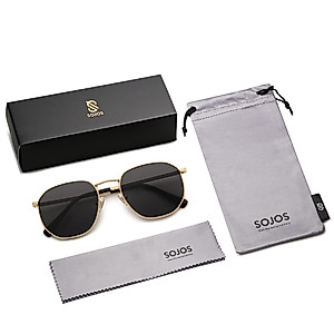 SOJOS Square Aviator Sunglasses for Men Women Classic Trendy Vintage Retro Style