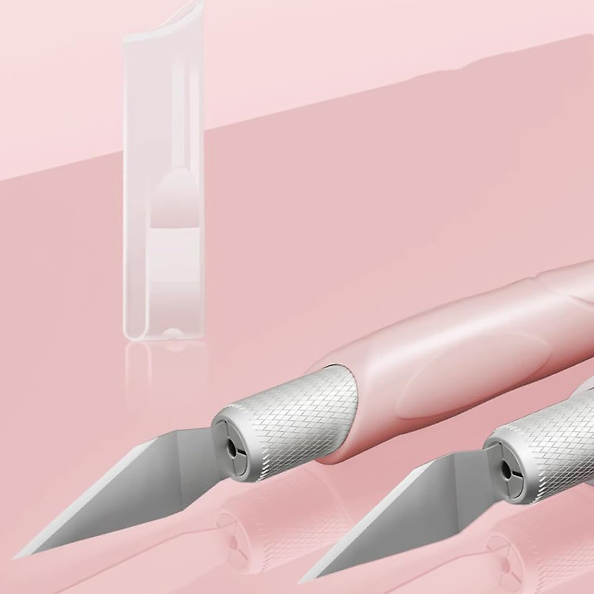 Craft Hobby Knife Exacto Knife with 10 Pcs Stainless Steel Blade Kit for DIY Art Work Cutting, Hobby, Stencil, Scrapbooking-11pack (Pink knife)