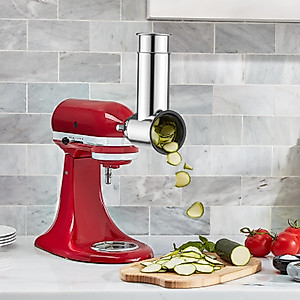 Stainless Steel Slicer Shredder Attachment for KitchenAid Stand Mixer, Cheese Grater Attachment for Kitchenaid, Salad Maker, Grinding Powder, Dishwasher Safe with 4 Blades by Innomoon