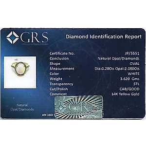 Certified 14K Yellow Gold with 1.6 cts Opal Cabochan Real Gemstone and 0.23 carats Natural diamonds (H-I color, VS2-SI1 Clarity) Engagement wedding Ring For Women