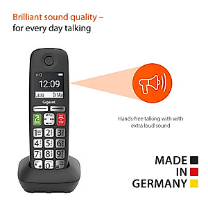 Gigaset E295H - Additional Handset for Cordless Big Button Phone - Made in Germany - Big 2" Display high Contrast - Extra Large Keys, Easy Usability - Caller-Block - 100 Contacts Phonebook, Black