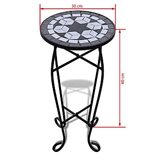 FAMIROSA Mosaic Side Table Plant Table Black White