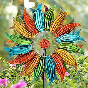 aboxoo 360 Wind Spinner,Extra Large Wind Spinners 22.8in Outdoor Clearance Metal Kinetic Spinners with Strong Wind Resistance,Garden Windmill for Yard and Garden Lawn