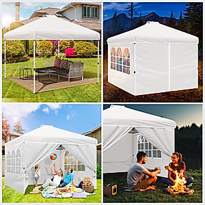 Winkalon 10x10 Pop Up Canopy, Instant Canopy Tent with Removable Sidewalls and Mesh Windows for Vendor Events, Outdoor Craft Show, Farmers Markets-White