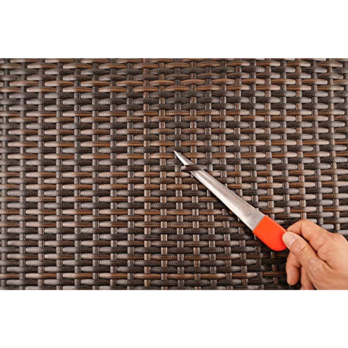 ODSK Repair and Replacement Kit for Cane Webbing Seats（Wicker + Weaving Tool），Plastic Wicker for Chair Recliner Coffee and Black Table Patio Furniture DIY Weaving or Repair-75m（250ft)