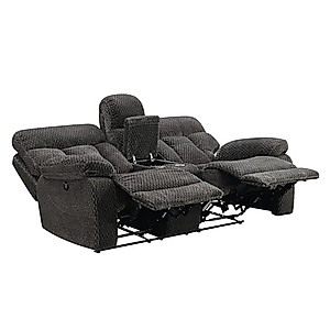 New Classic Furniture Bravo Polyester Console Loveseat with Power Footrest, Charcoal