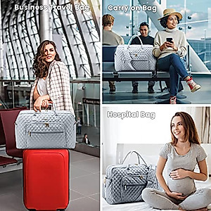 LOVEVOOK Travel Duffle Bag, Weekender Bag for Women with Toiletry Bag Carry on Overnight Bag with Laptop Compartment, Yoga Gym Bag with Wet Pocket Shoe Bag, Hospital Bag for Labor and Delivery, Beige