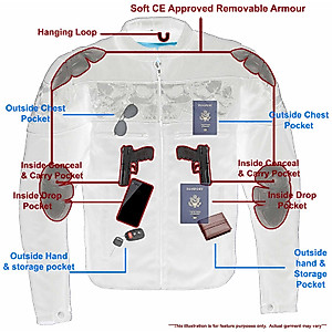 Milwaukee Leather MPM1730 Black Padded Textile Motorcycle Jacket for Men w/Reflective Skulls - All Season Motorcycle Jacket - X-Large