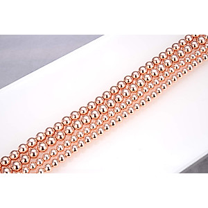 1 Strand Adabele Grade A Natural Hematite Rose Gold Plated Healing Gemstone 8mm Round Loose Beads Gem Stone Spacer (47-50pcs) for Jewelry Craft Making GFC-D8