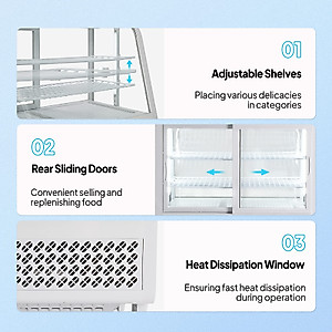 ROVSUN Refrigerated Display Case 3.5 Cu.Ft, Display Refrigerator Commercial Countertop Refrigerator w/LED Lighting Auto Defrosting Air-cooling Rear Door for Cafe Restaurant NSF ETL Certified, White