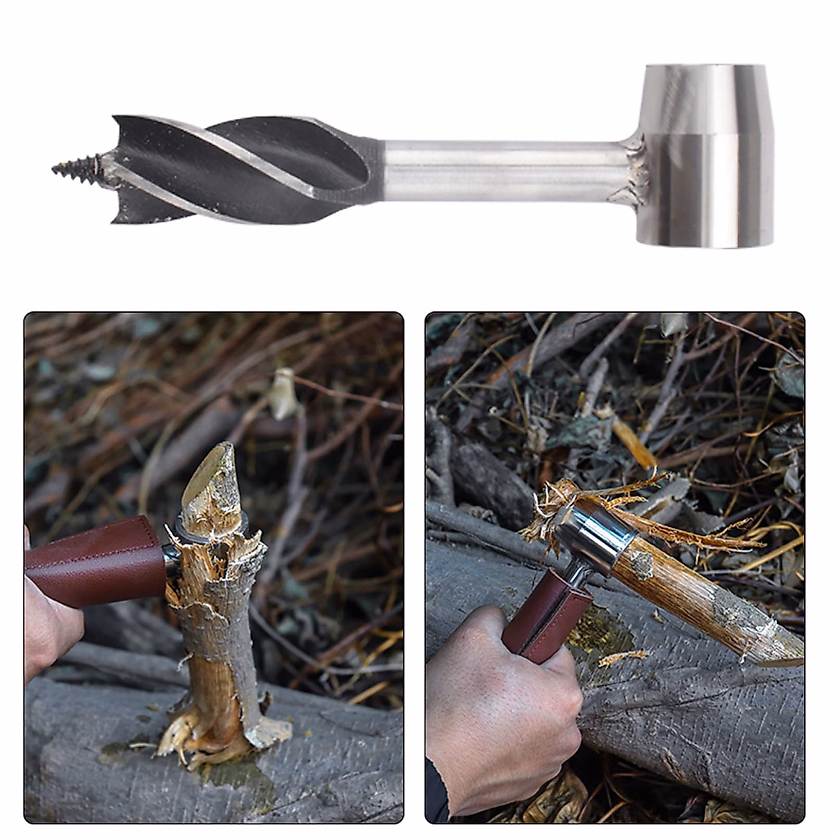 Multifunctional Survival Settlers Tool Hand Auger Wrench Wood Drill Peg and Manual Hole Maker Multitool