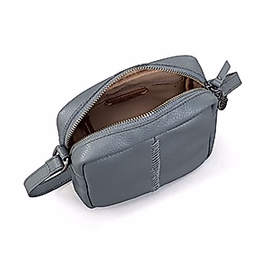 The Sak Maisie Square Crossbody in Leather, Adjustable Strap, Dusty Blue
