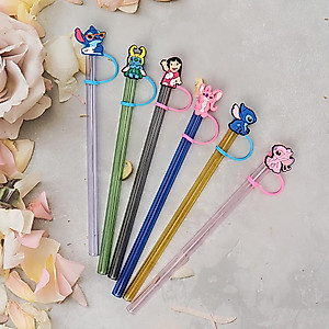 6 PCS Stanley Straw Topper for Stanley Cup 30&40 Oz,Stanley Straw Cover for 10mm Straw,Stitch Stanley Cup Accessories,Cute Straw Cover Cap
