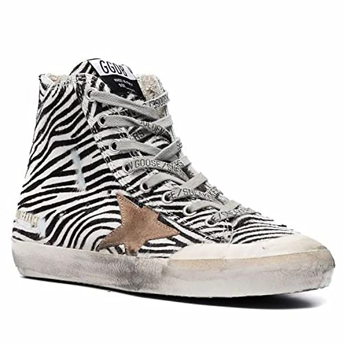 Golden Goose Francy Penstar Horsy Zebra Upper Suede Star Leather Heel Womens Distressed Sneaker GWF00114-F002628-81554-39