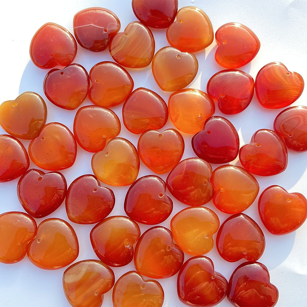 SERYNOW Carnelian Heart Healing Stone Pendant Necklace for Women Natural Carnelian Pendant Handmade Necklace (Heart-Gold)