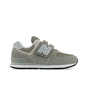 New Balance Kid's 574 Core Hook and Loop Sneaker, Grey/White, 1 Wide Little Kid