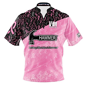 Logo Infusion Dye-Sublimated Bowling Jersey (Sash Collar) - I AM Bowling Fun Design 2036-HM - Hammer - Breast Cancer (Medium) Multicolored