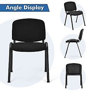 HAPPYGRILL Waiting Room Chairs, Stackable Conference Chairs with Metal Frame, Padded Cushion, Ergonomic Design, Guest Reception Chairs Set for Office, Reception Room, Conference Room, Events (5-Pack)