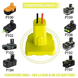 Upgraded Power Wheel Adaptor for Ryobi 18V Battery with Fuse & Wire terminals,Power Connector for Rc Car, Robotics,Rc Truck, DIY,Work for 18V P100 P102 P103 P107 P108 Li-ion & Ni-CD Battery