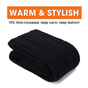 Moon Wood Women Thigh High Socks Black Over the Knee Leg Warmer Girls Tall Long Stockings, 1 Pack