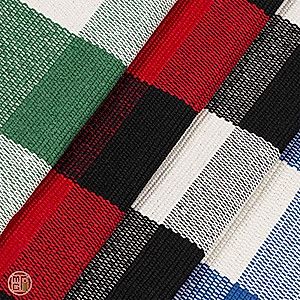 McGuffey Buffalo Plaid Rug 24x36'' Green and White Area Rugs Washable Cotton Hand-Woven Indoor/Outdoor Front Door Decor Mat for Entry，Way，Kitchen，Farmhouse