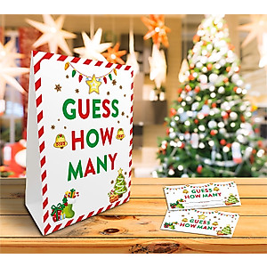 Christmas Bridal Shower Game Sign and Card, Christmas Guess How Many Party Game Set, 1 Sign With 50 Guess Tickets –LK-016
