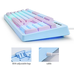 chuangquan CQ104 Mechanical Feeling Keyboard Rainbow LED Backlit USB Wired Floating Gaming Keyboard for Windows PC Laptop