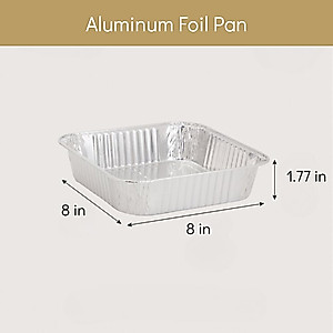 HOGOWARE 10-Pack 8x8 Foil Pans 40oz Square Aluminum Baking Pans Heavy Duty Disposable Oven Trays for Cake Roasting Casserole Brownies Bread Pie Large Food Containers Portable Cooking Tin Foil Pans