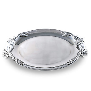 Arthur Court Designs Aluminum Crab Oval Platter Food Serving Bar Costal Theme Tarnish-Free 20 inch x 13.5 inch