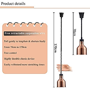 JIAWANSHUN 190mm Food Heat Lamp Warmer Food Warmer Lamp 250W Bulb Commercial Food Warmer Restaurant Supplies or Home Use Food Service Retractable Heat Lamps Catering Food Warmers 110V