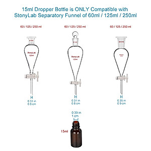 stonylab 15ml (0.5 oz) 4-Pack, Amber Glass Dropper Bottle, Brown Empty Glass Bottle with Glass Dropper, Inner Plug and Label for Essential Oils Aromatherapy Fragrances