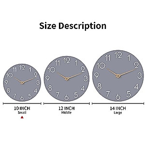 cicininc Wall Clock - Grey Wall Clocks Battery Operated, Modern Silent Wall Clocks Non-Ticking - Small Decorative Clock for Bedroom Kitchen Bathroom Office Living Room (10" Gray)