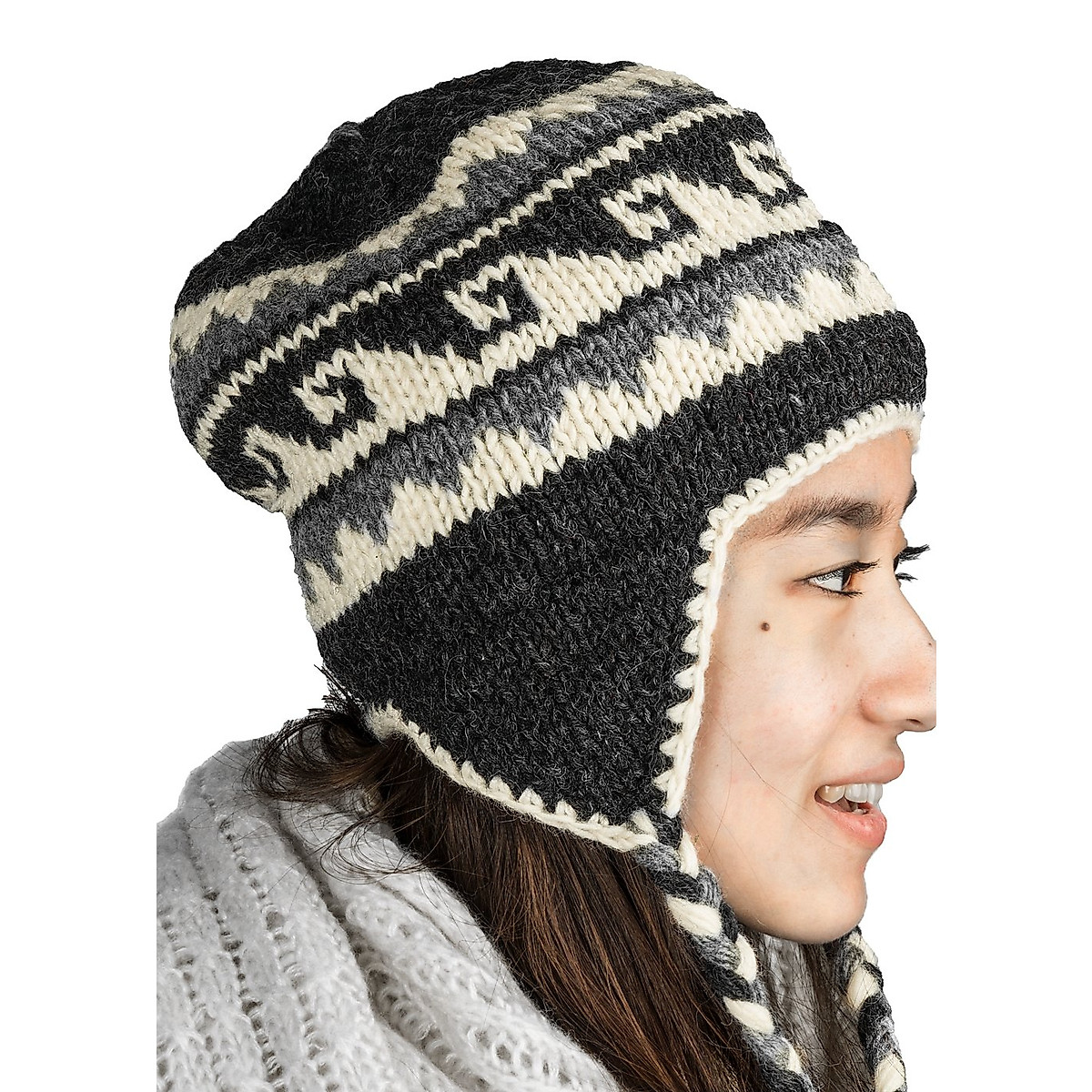 Tribe Azure Fair Trade Womens Beanie Hats, Warm Hats for Women Knit Hat for Women Women's Skullies & Beanie for Women (Grey)