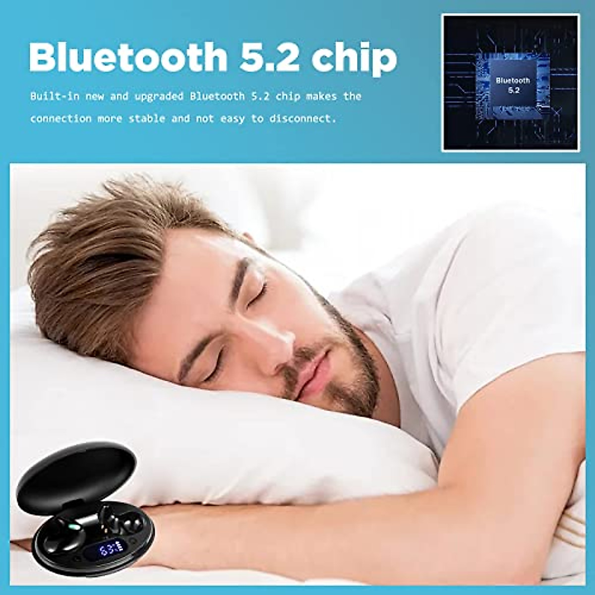 ESSONIO Sleeping Headphones Sleeping Earbuds Sleep Noise Cancelling Headphones with Microphone Wireless Headphones for Side Sleepers Sleeping Earbuds with IPX5 Waterproof