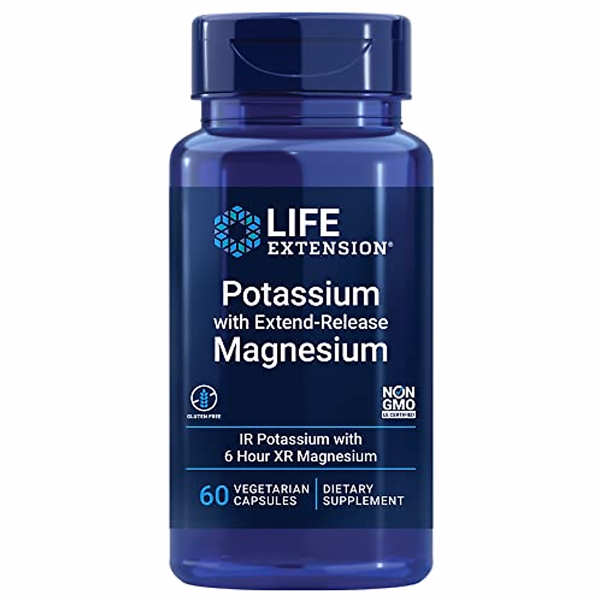 Life Extension Potassium with Extend-Release Magnesium – For Blood Pressure & Vascular, Bone Health – Promotes Cardiovascular Health - Gluten-Free – Non-GMO – 60 Vegetarian Capsules