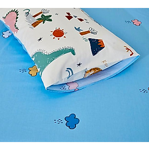 archers Kids Duvet Cover Set – Full, 4 pcs Include Reversible Duvet Cover, Fitted Sheet, 2 Pillowcases | 100% Cotton |Playful, Fun and Cozy Sheet Set | Dinosaur Print