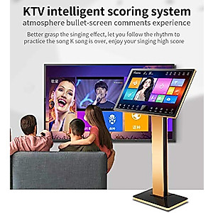 DIANXUN Karaoke Player with Wireless Microphone, 22'' Capacitive Touch Screen Intelligent Voice Keying Machine Real-time Score, Professional Karaoke System fit for KTV Bar Home Party