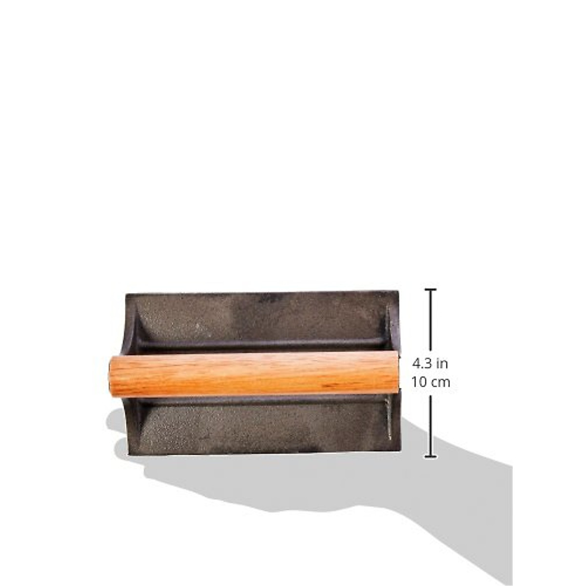 HIC Harold Import Co. 43202 Rectangular Bacon Press and Steak Weight, Heavyweight Cast Iron with Wooden Handle, For Grill Panini Burgers Bacon and Sausage