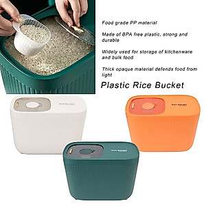 Rice Storage Container, Large Plastic Rice Dispenser Cereal Dispenser, Food Storage Containers with Transpartent Airtight Lids and Rice Bowl for Rice Flour Cereal Bread Pantry (White)