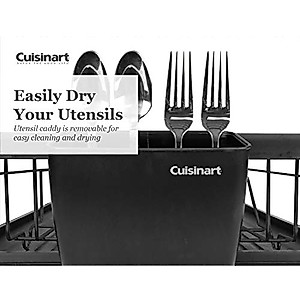 Cuisinart Wire Dish Drying Rack and Tray Set – 3 Piece Set Includes Wire Dish Drying Rack, Utensil Caddy, and Draining Board – Measures 19 x 12.75 x 4.25 Inches – Matte Black/Matte Black Wire
