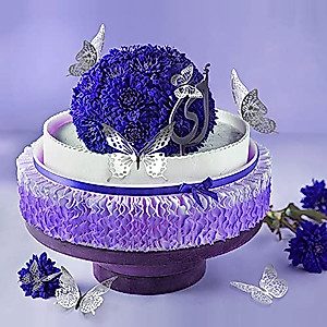 AMMON 3D Butterfly Wall Decor 48 Pcs Silvery 3 Sizes Decal Decorations for Birthday Party Cake Mural Sticker Removable Room Wall Art Stickers for Kids Nursery Classroom Bedroom Living Room Party Wedding